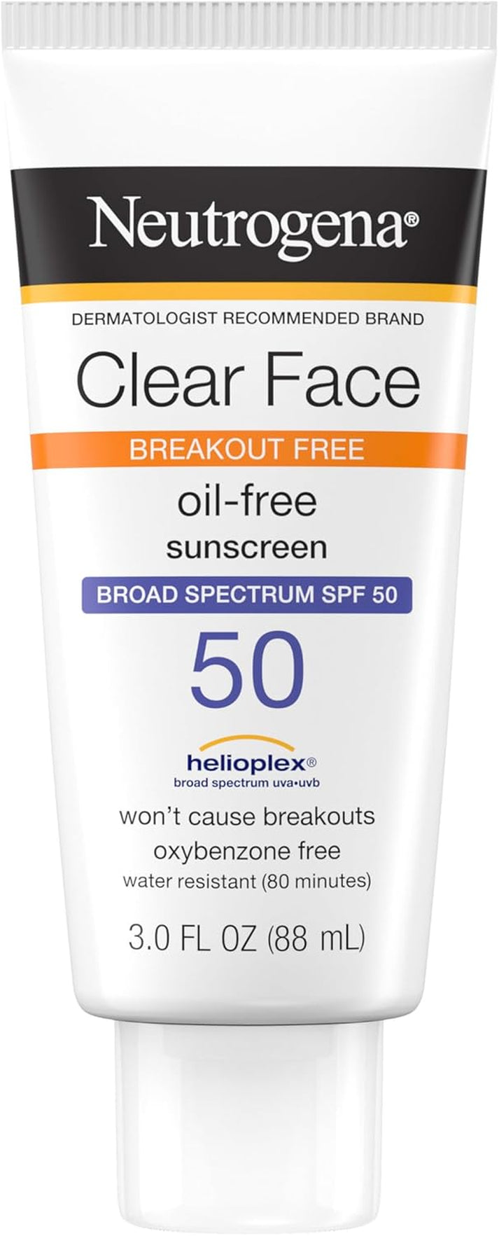 Clear Face SPF 50 Sunscreen – Oil‑Free, Fragrance‑Free, Water‑Resistan ...